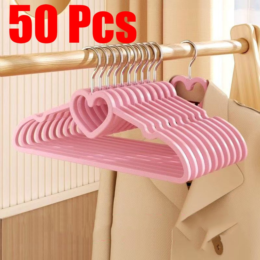 Cute Heart Shape Non-Slip Hanger Thickened Shoulder Non-Slip Plastic ...