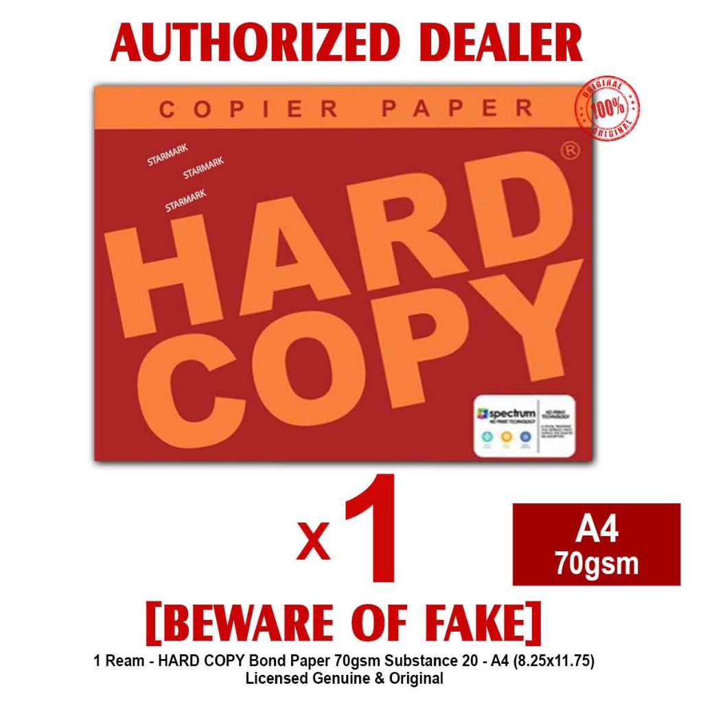 HARD COPY Bond Papers A4 8.25x11.75 inches 70gsm Substance 20 RED label ...
