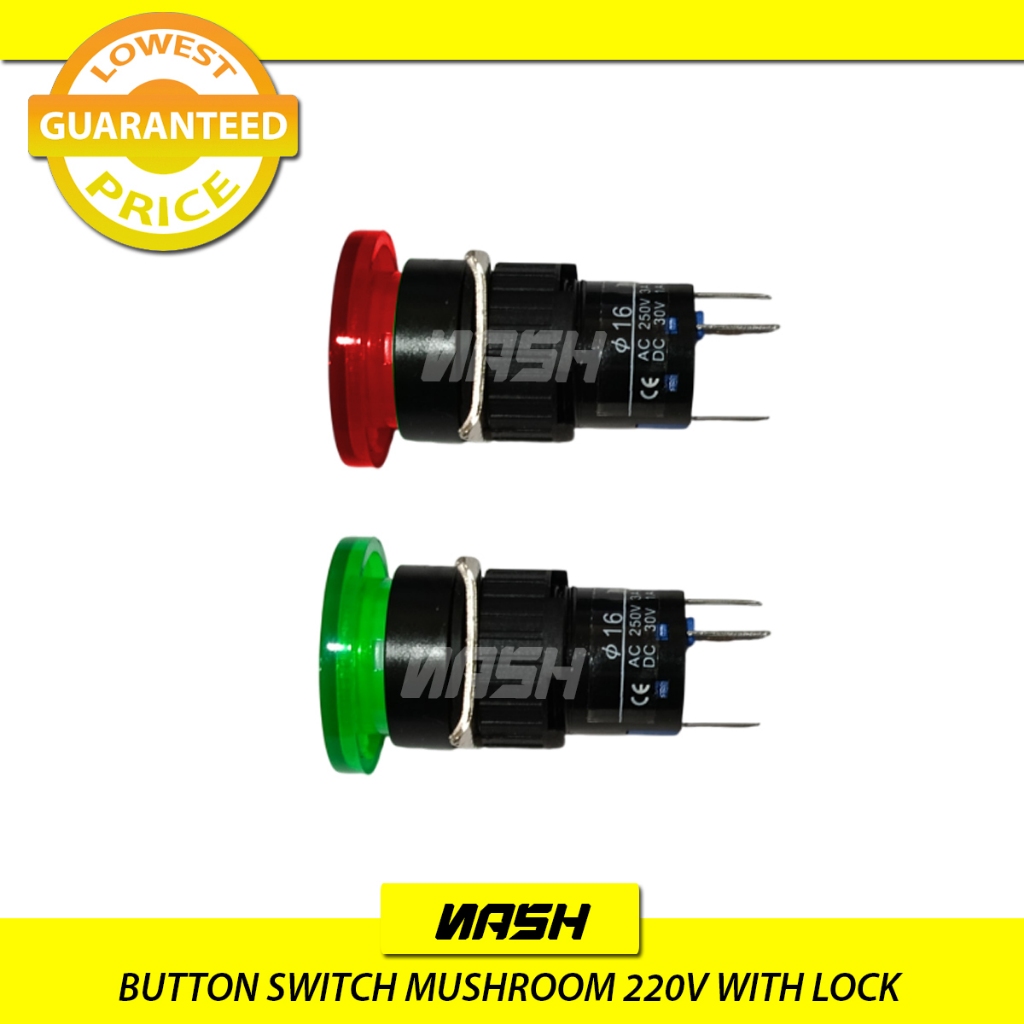 Mushroom Wall Switches AC250V 5A Momentary Contact Push Button Light ...