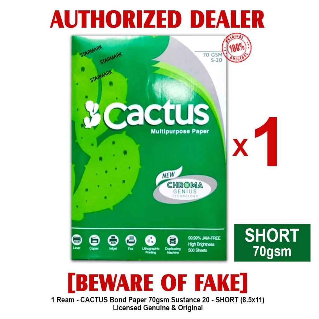 CACTUS Bond Paper Papers SHORT 8.5x11in 70gsm Sub. 20 Copy Paper GREEN ...
