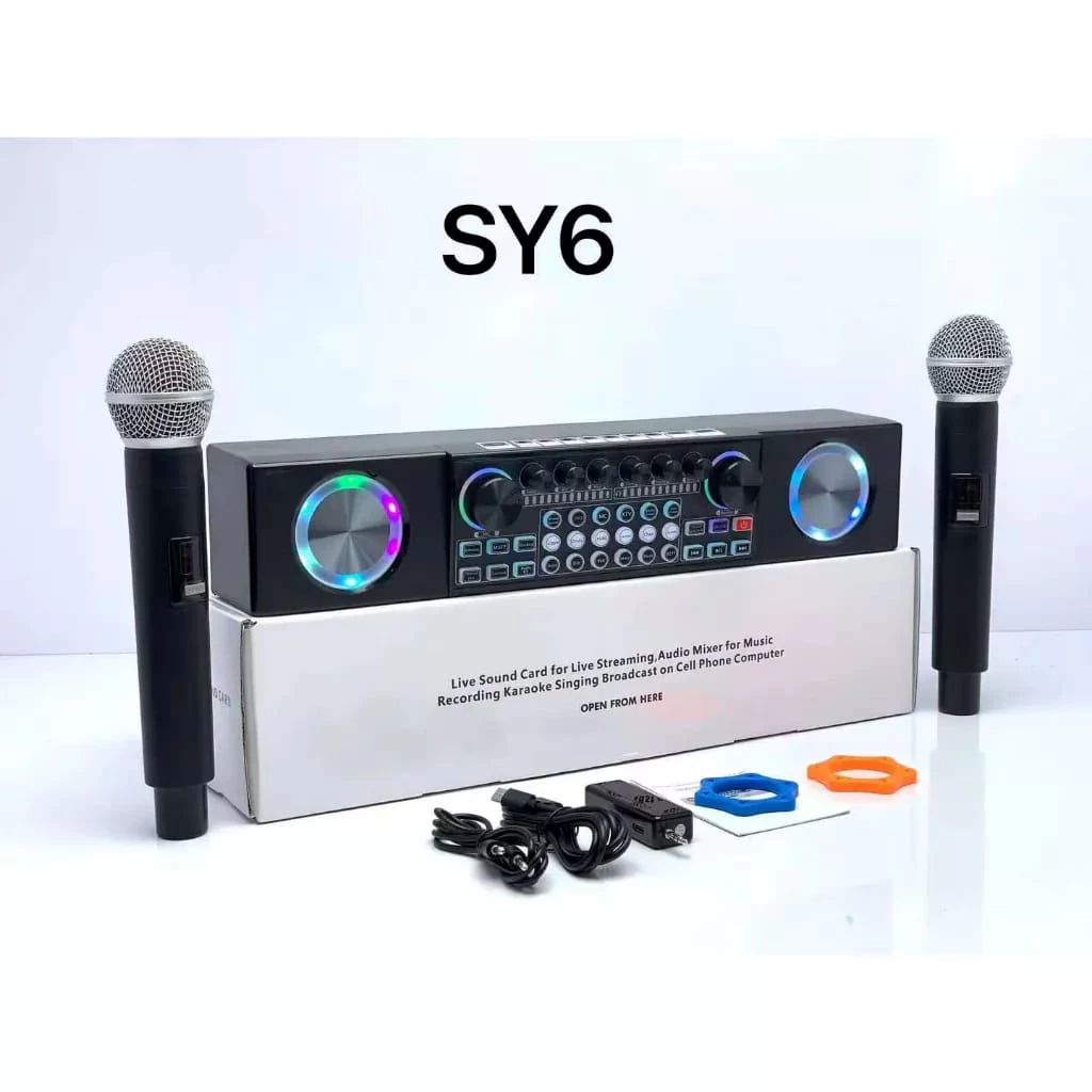 SY6 wireless speaker professional live singing home outdoor sound card ...