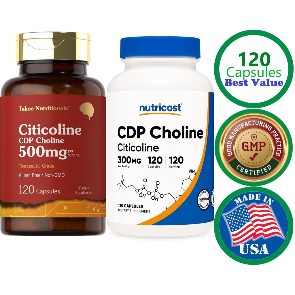 Real CITICOLINE 120/60 Caps CDP Choline Neural Growth, Brain Health ...