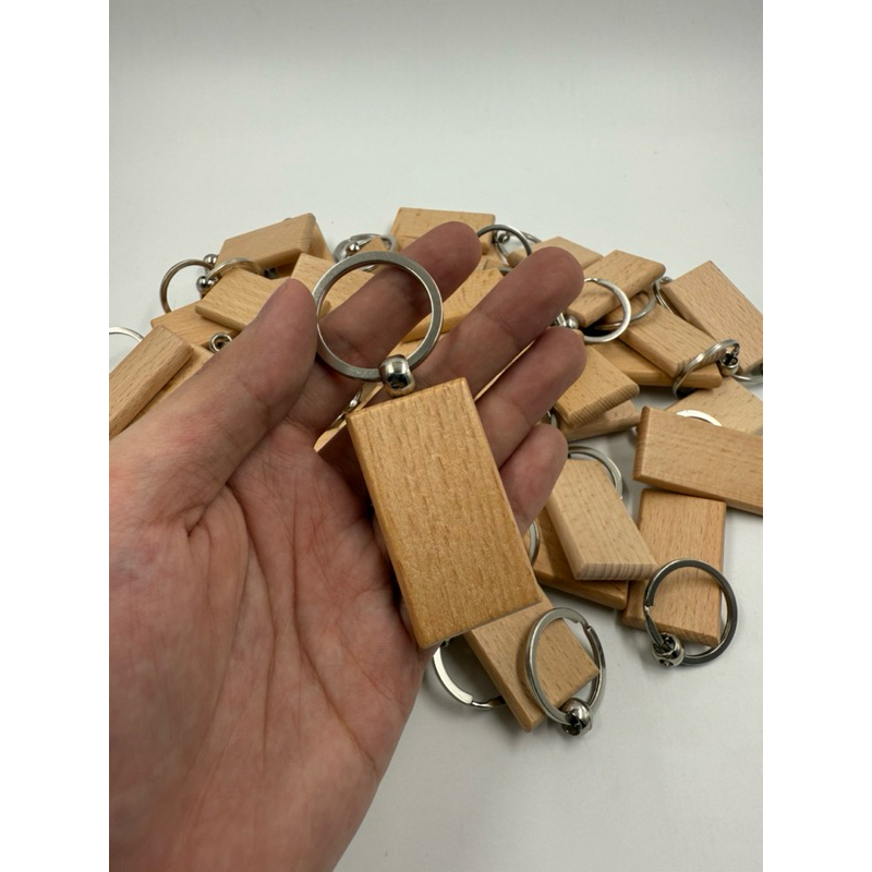 Wooden Rectangle Keychain | Beech Wood | PLAIN, NO ENGRAVE | For Laser Engraving, Printing ...