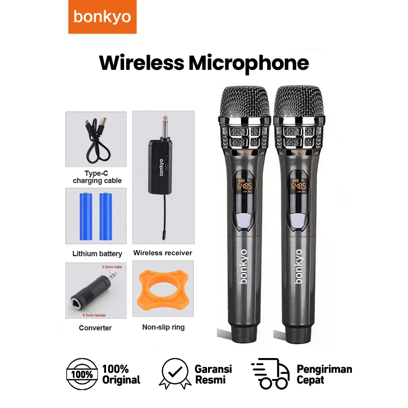 Bonkyo Professional Wireless Microphone UHF Handheld Rechargeable ...