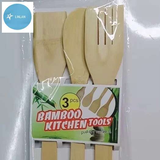 LININGHOUSEWARE NEW COD BAMBOO KITCHEN UTENSIL SET 3PCS WOODEN SANDOK ...