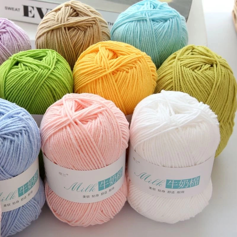 5 Plys 50g Smooth Milk Fiber Knitting Wool Crochet Yarn Milk Cotton ...