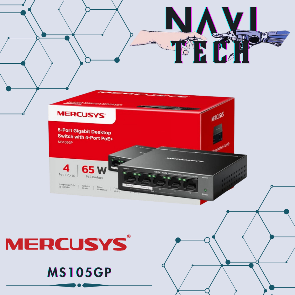 Mercusys MS105GP 5-Port Gigabit Desktop Switch with 4-Port PoE+ ...