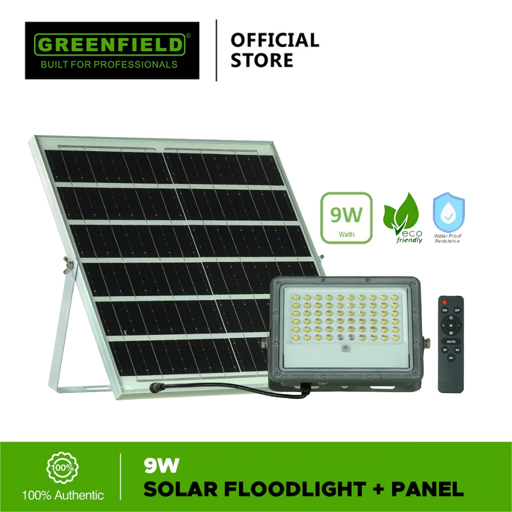Greenfield Solar Floodlight + Solar Panel 9W | Shopee Philippines