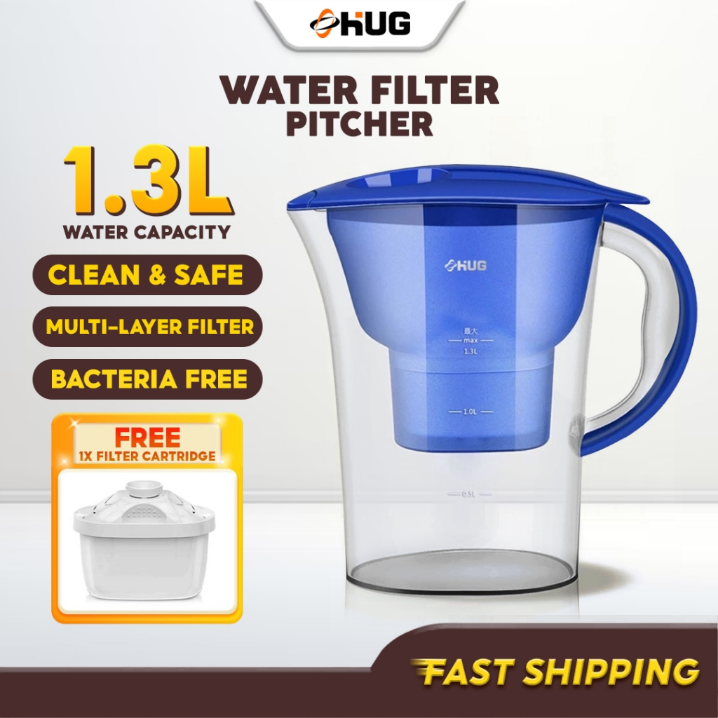HUG Water Filter Pitcher 2.5L Premium Alkaline Jug Pure Healthy Mineral ...