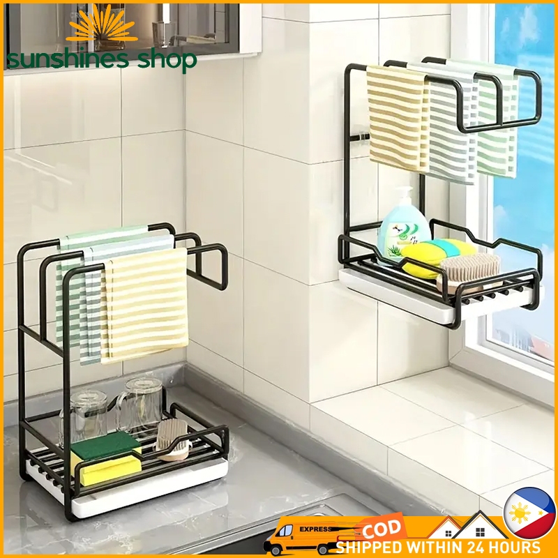 Kitchen Rag Rack Wall-mounted Storage Organizer Rack Towel Dishcloth ...