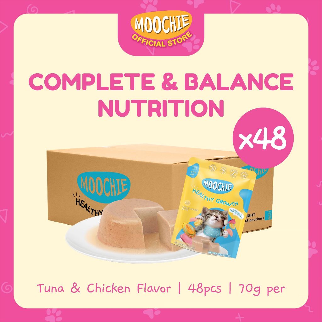 Moochie Savers Box Wet Cat Food Mousse Healthy Growth Tuna & Chicken Flavor 70g Pouch X48 For ...