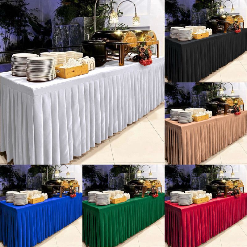KATRINA PLEATED TABLE CLOTH Skirting Style Banquet Catering Buffet ...