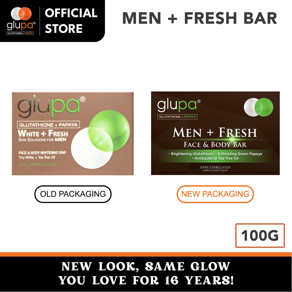Glupa Men + Fresh Face and Body Bar Soap White + Fresh 100g Glutathione ...