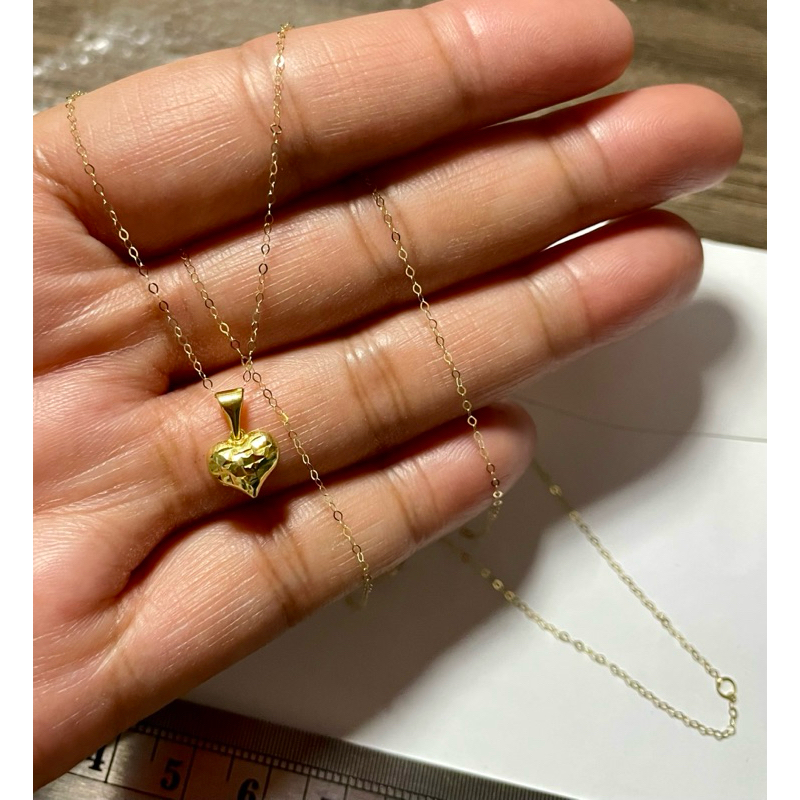 PAWNABLE 18K Saudi Gold Fine Tauco Chain(thin)with Solid MINI 18K Dia ...