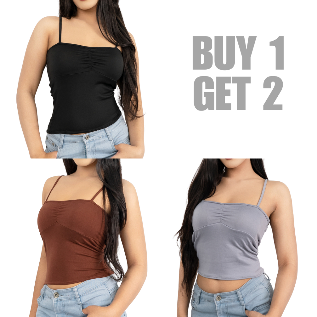 Buy 1 Take 2 Total of 3 KILY.PH Summer Ruched Top Body Hugging Camisole ...