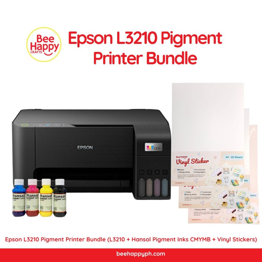 Epson L3210 Pigment Printer Bundle (L3210+ Hansol Pigment Inks + Vinyl ...