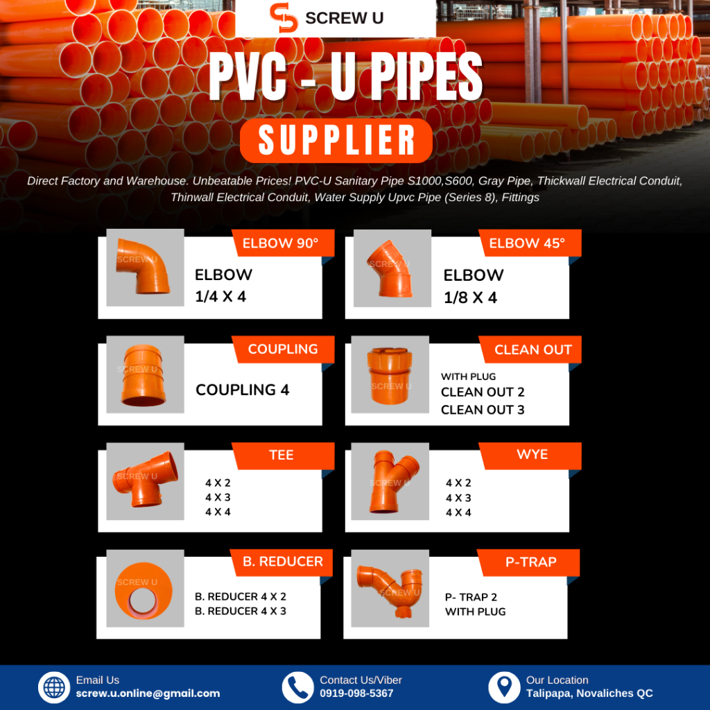 4" Sanitary Pipe PVC Fittings Orange Pipe Elbow, Coupling, Clean out ...