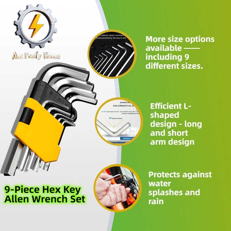 9-Piece Hex Key Allen Wrench Set L Shape Metric Assortment Chrome Vanadium Steel | Shopee ...