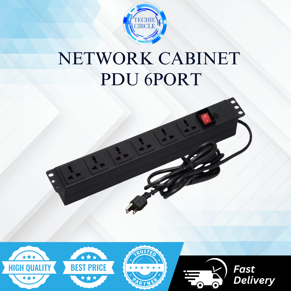 Techie Circle 6port PDU Power Distribution Unit Universal Power Strip ...