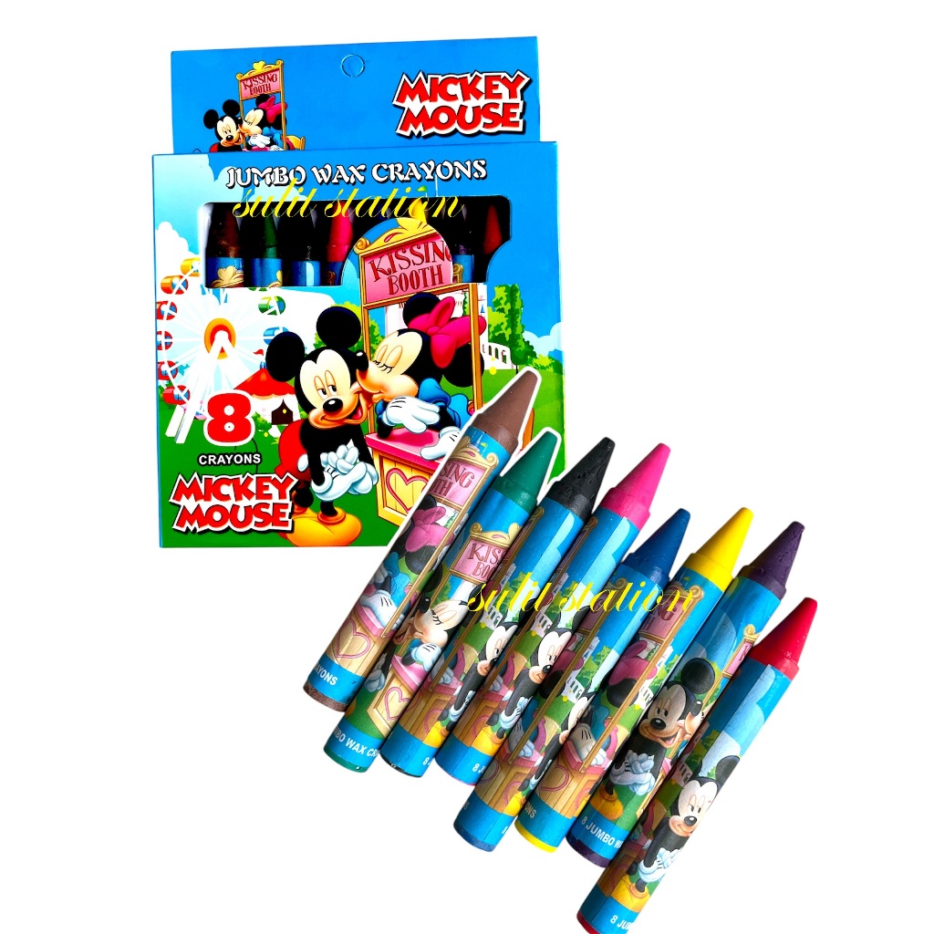 8pc MICKEY MINNIE MOUSE JUMBO COLOR COLORING CRAYON BIG TRAINER ...