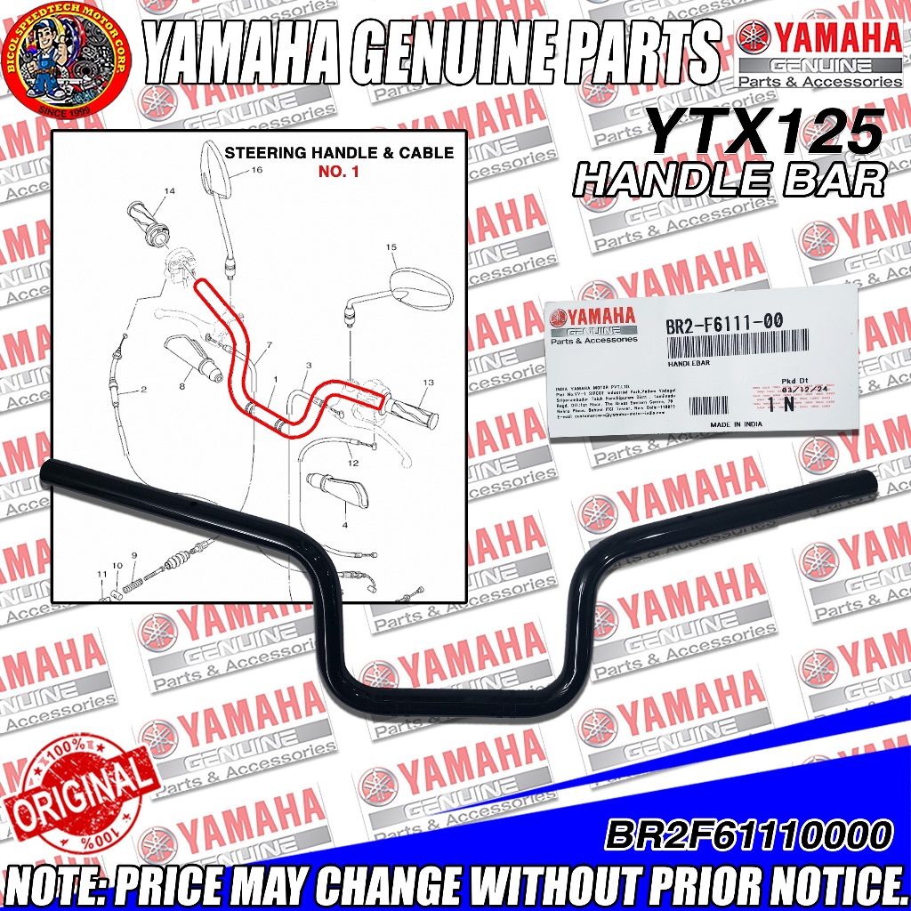YTX125 HANDLE BAR (YGP) (GENUINE: BR2-F6111-00) | Shopee Philippines