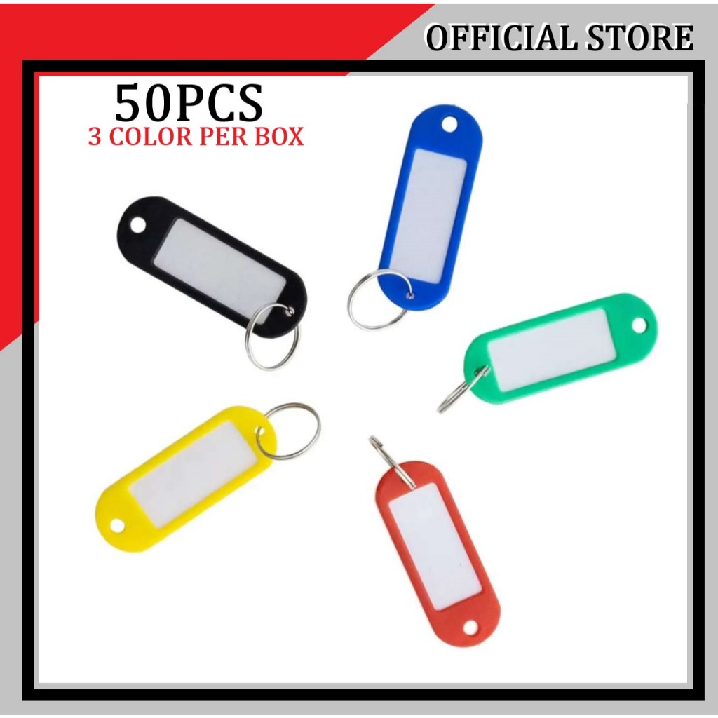50Pcs Portable Key ID Tag Tough Plastic Key Tags with Split Ring Label ...