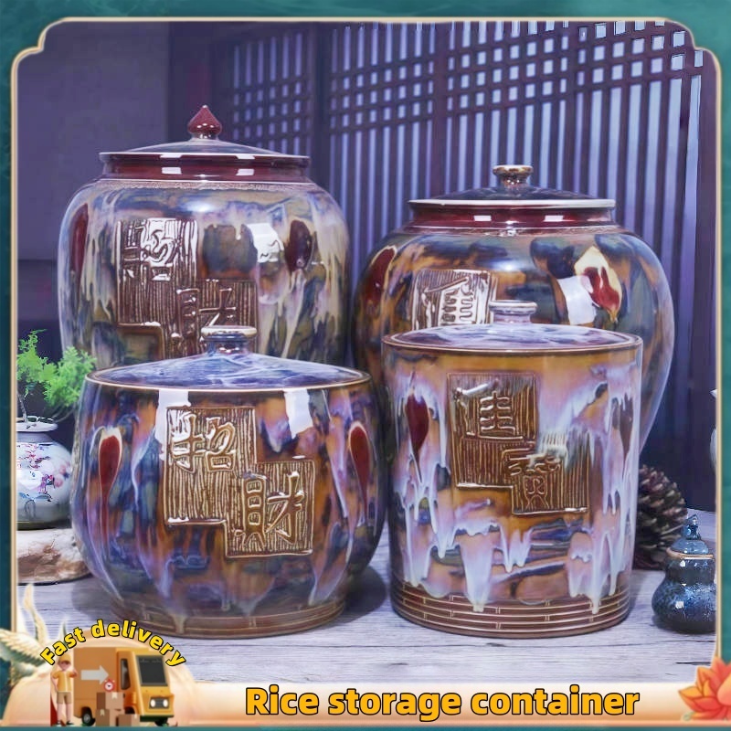 Rice storage container 25kg/50kilos Ceramic airtight porcelain big jar ...