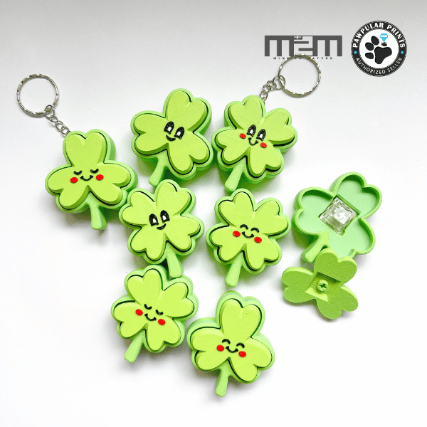 Mind2Matter Clover Leaf 3D Printed Clicker Fidget Toy with Keychain Ring for Stress Relief ...