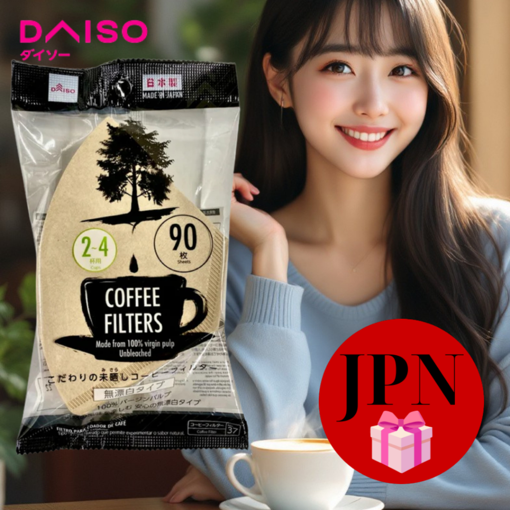 DAISO Coffee Filters 2–4 Cups Unbleached 90 Sheets Made in Japan ...