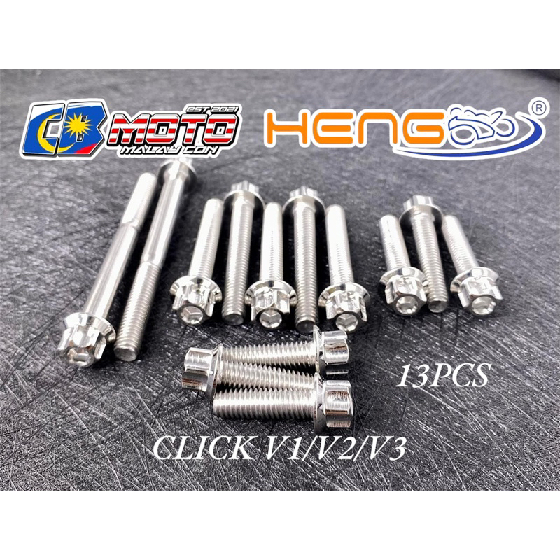 HENG CRANKCASE BOLTS FOR CLICK 125, 150 V1 & V2 V3 CNC TITANIUM ...