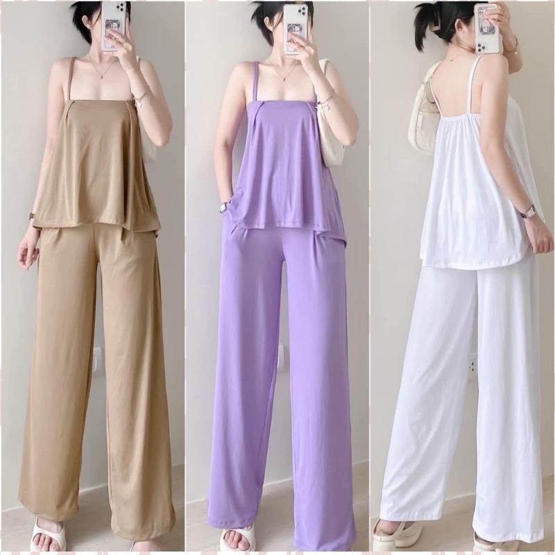 SMFH Dallie Summer Coordinates Sando and Pants Terno Cotton Spandex ...