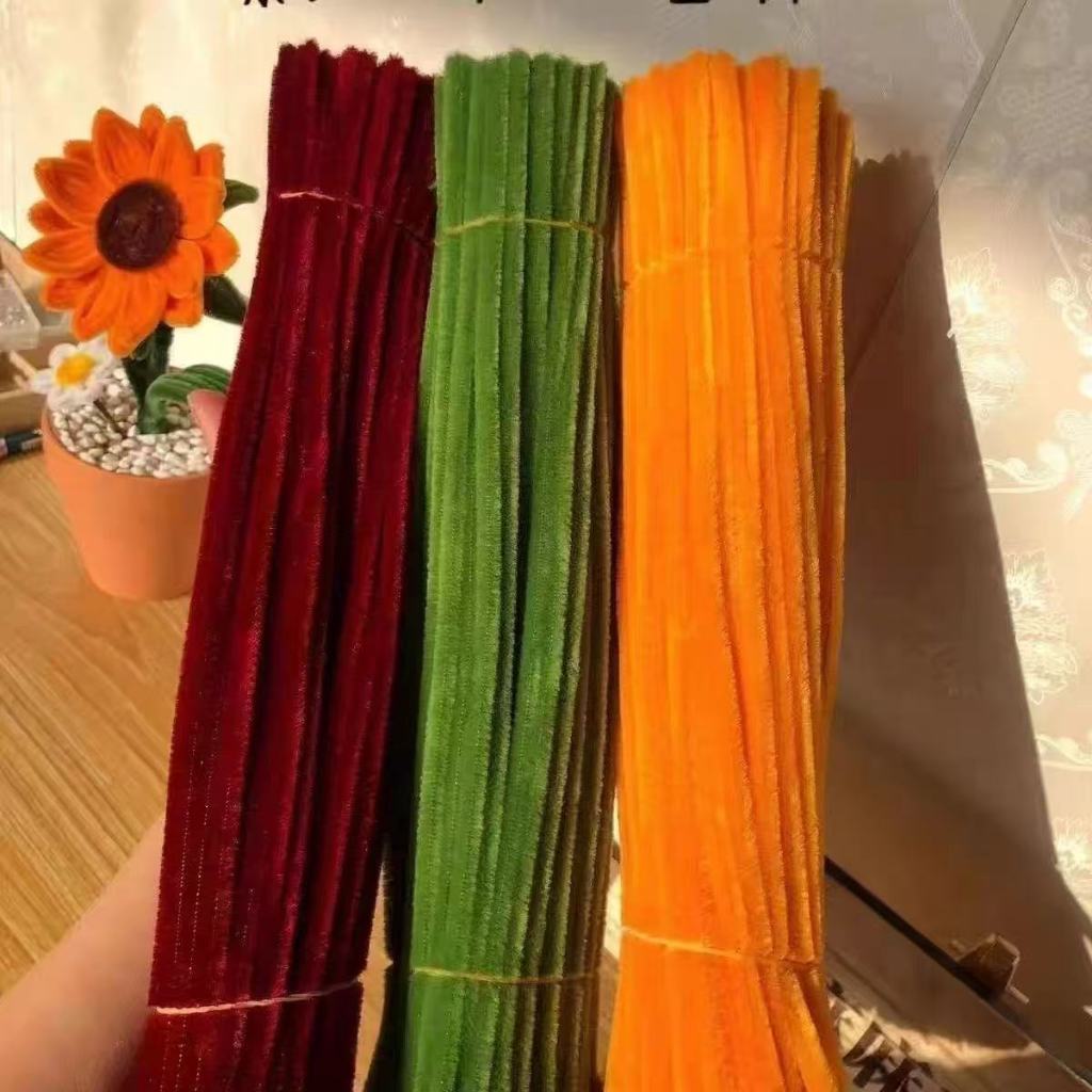 100Pcs Fuzzy Wire Set DIY Plush Flower Fake Flower Craft Pipe Cleaners ...