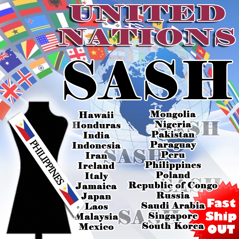 LIST NO.1-UN Sash for KIDS United Nations Sash with eyelet enclosure-Un ...
