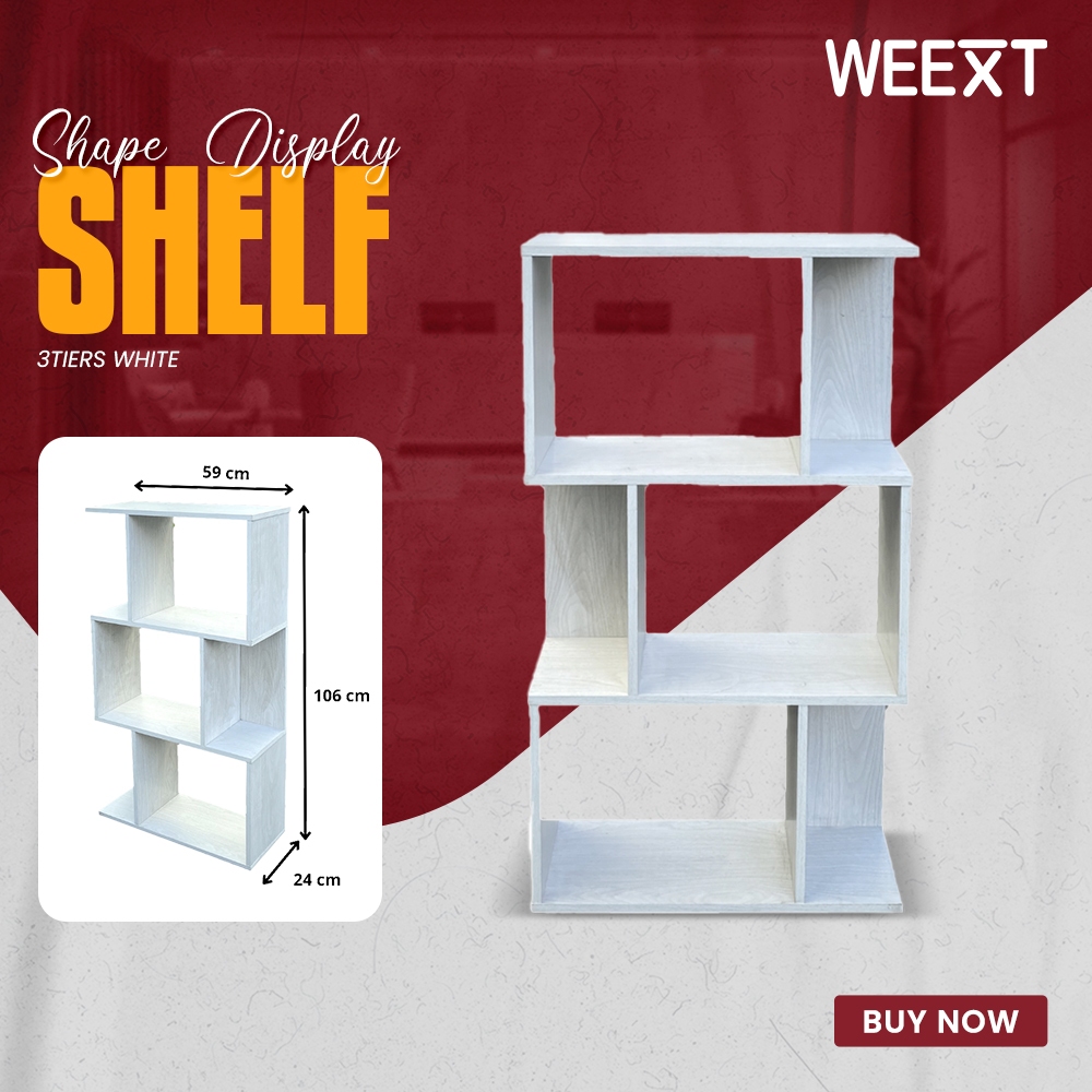 WEEXT 3-Tier Modern Display Rack - Stylish Shape Shelves for Home or ...