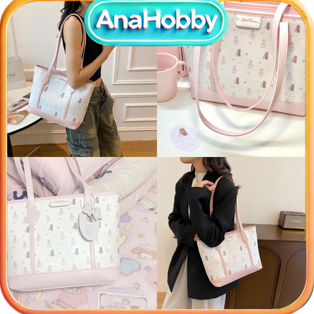 Girl Rabbit Bear Tote Bag Cute Large Handbag Commuter Cartoon Print ...