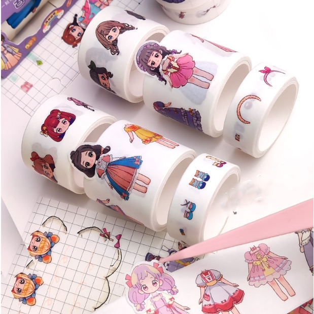 Dressing up with tape Children's stickers featuring cute cartoon ...