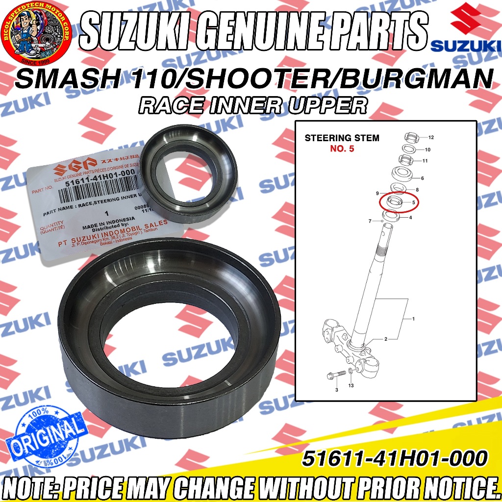 SMASH 110/ SHOOTER/ BURGMAN RACE INNER UPPER (SGP) (GENUINE: 51611 ...