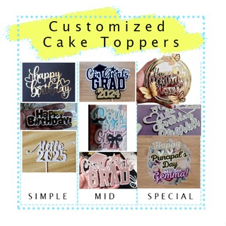 FONT or TEXT TYPE Customized Cake Topper made from Cardstock | Shopee ...