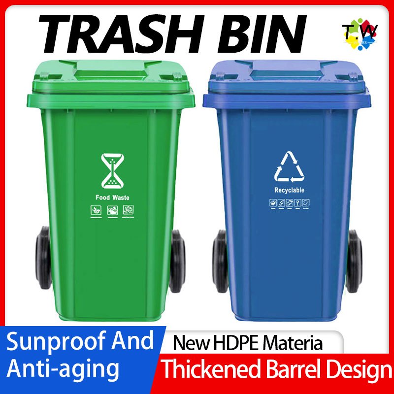 Trash Bin 30/50/100/120/240L Big Outdoor Sanitation Impact Resistant ...
