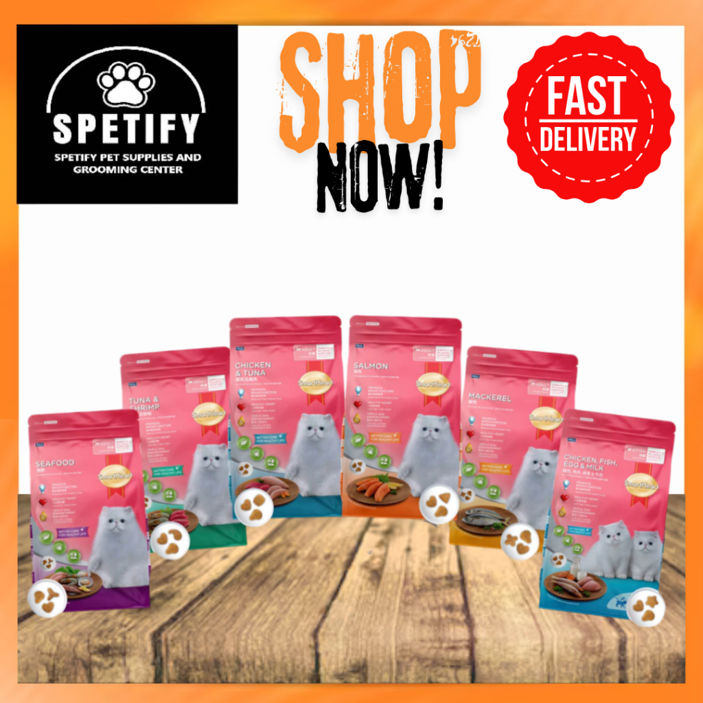 smartheart adult cat dry food Tuna Shrimp salmon seafood egg and milk ...