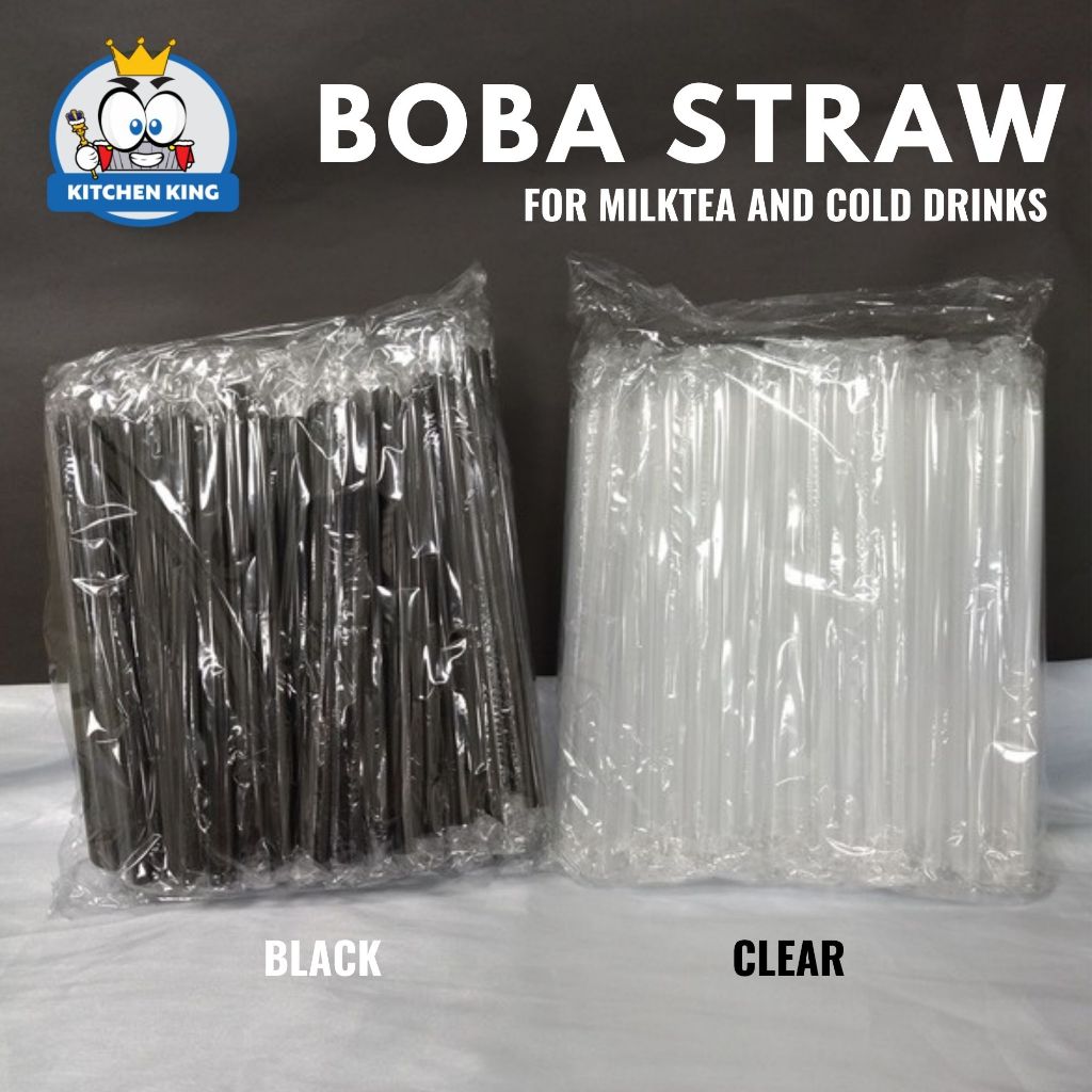 3000 PCS/BOX - Boba Straw / Milk Tea Sago Straw [Black/Clear ...