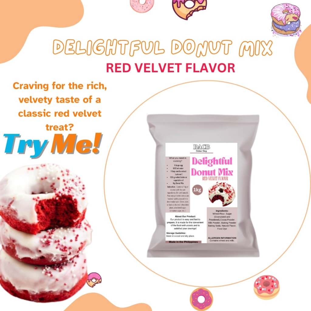 Premium DELIGHTFUL DONUT Mix RED VELVET FLAVOR 1KG | Shopee Philippines