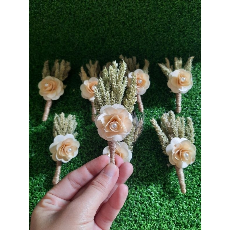 boho dried flower chest corsage for all occasions with pin | Shopee ...
