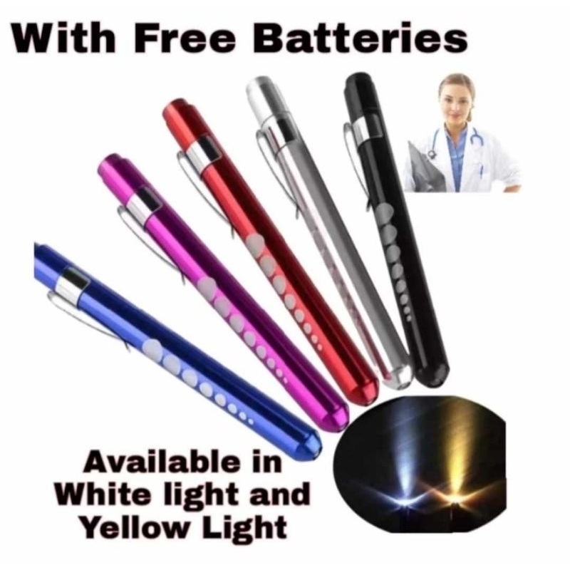 Medical Penlight w/ FREE BATTERIES ( WHITE LIGHT AND YELLOW LIGHT ...