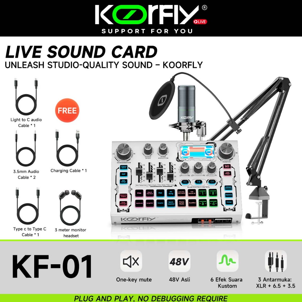 2025 Latest!! KOORFLY KF01 Live Sound Card All-in-one XLR DJ Audio ...