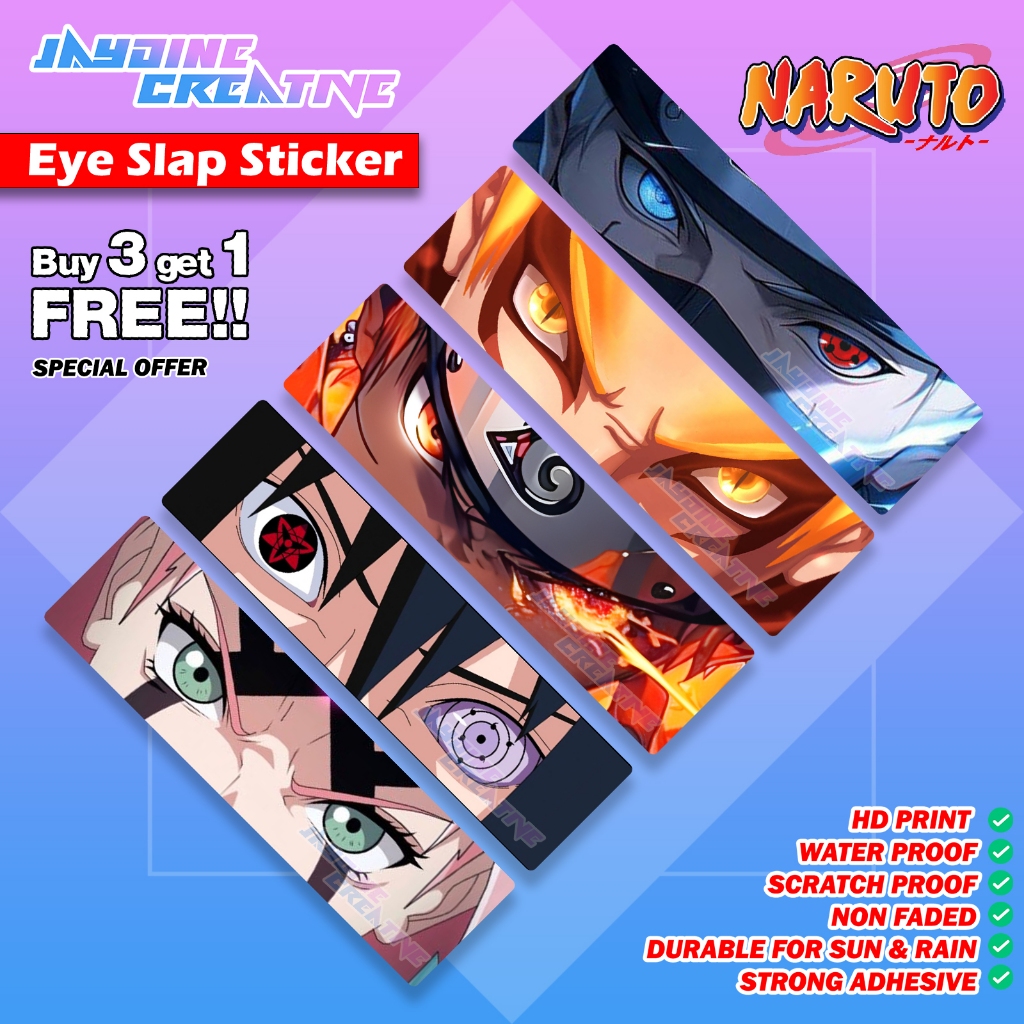 BUY 3 GET 1 - Naruto Shippuden Eye Slap Sticker Indoor Outdoor Vinyl ...