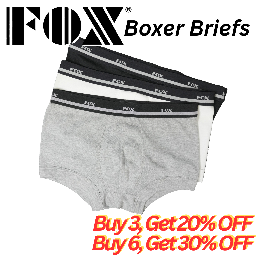 FOX PH Boxer Briefs for Men - Cotton Underwear (S-XL, Black/White/Gray ...