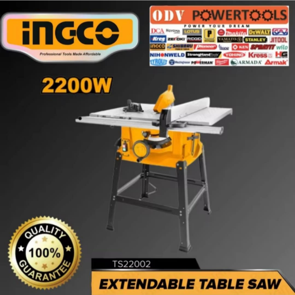 INGCO 2200W Extendable Table Saw Machine Jobsite Woodworking Stand ...
