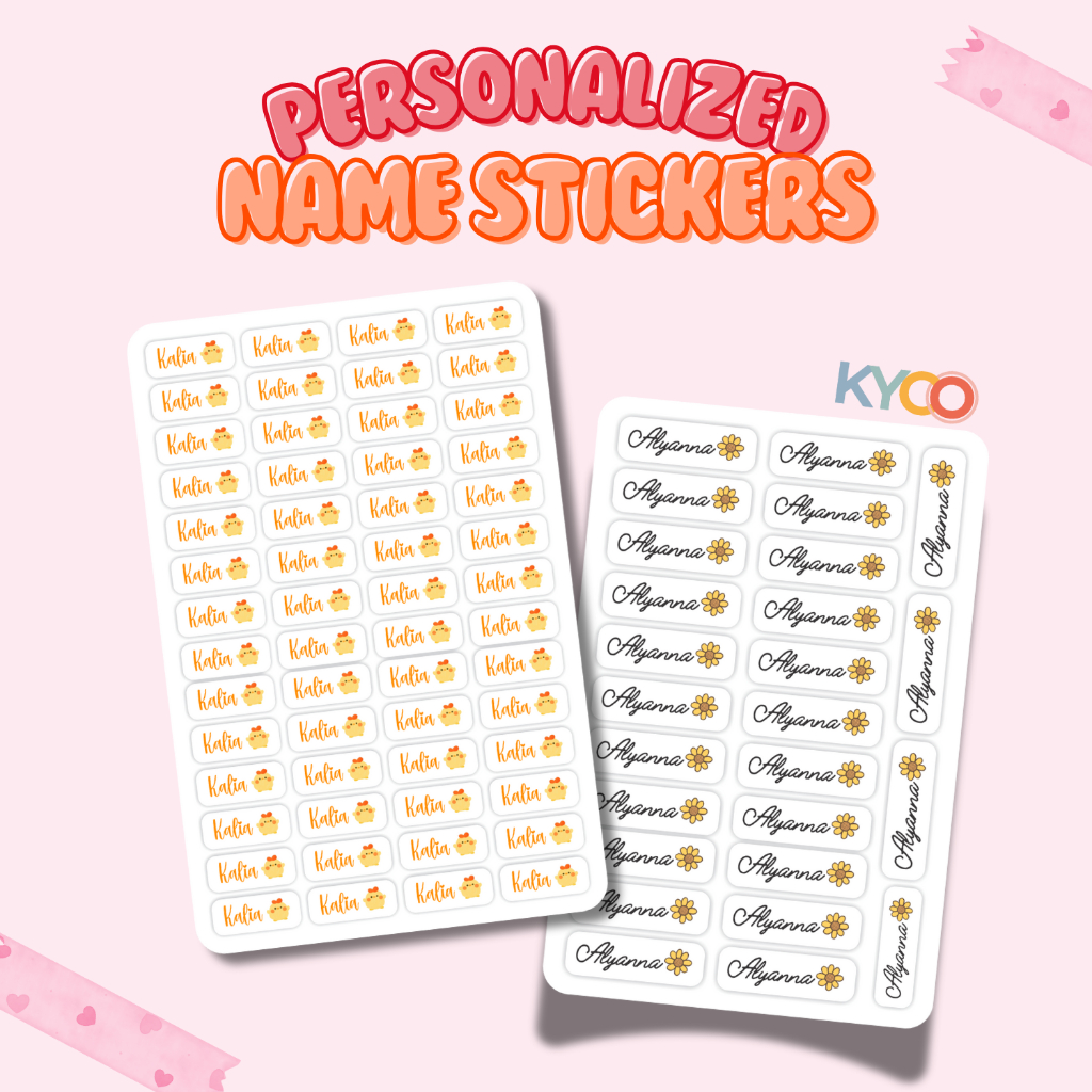 KYCO CUSTOMIZED WATER RESISTANT NAME STICKERS (2sheets) | Shopee ...