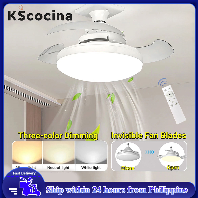 Invisible Blade Ceiling Fan with LED Light, Remote Control, 3-Speed ...